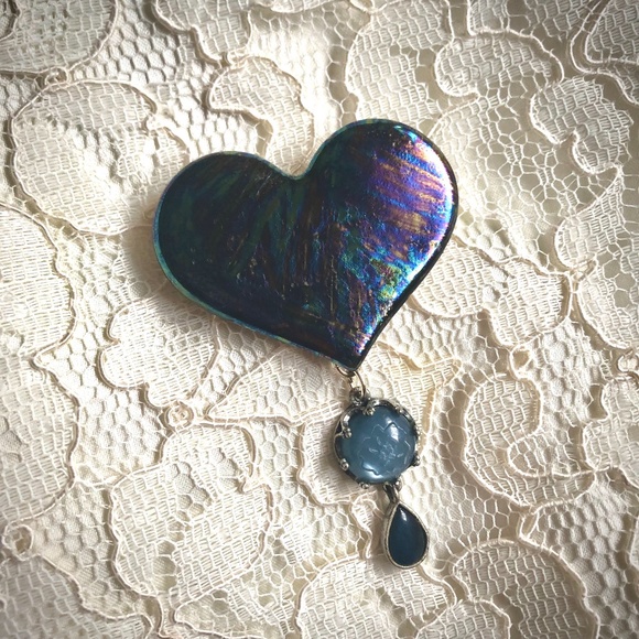 Jewelry | Vintage Oneofakind Black Heart Brooch Pin | Poshmark